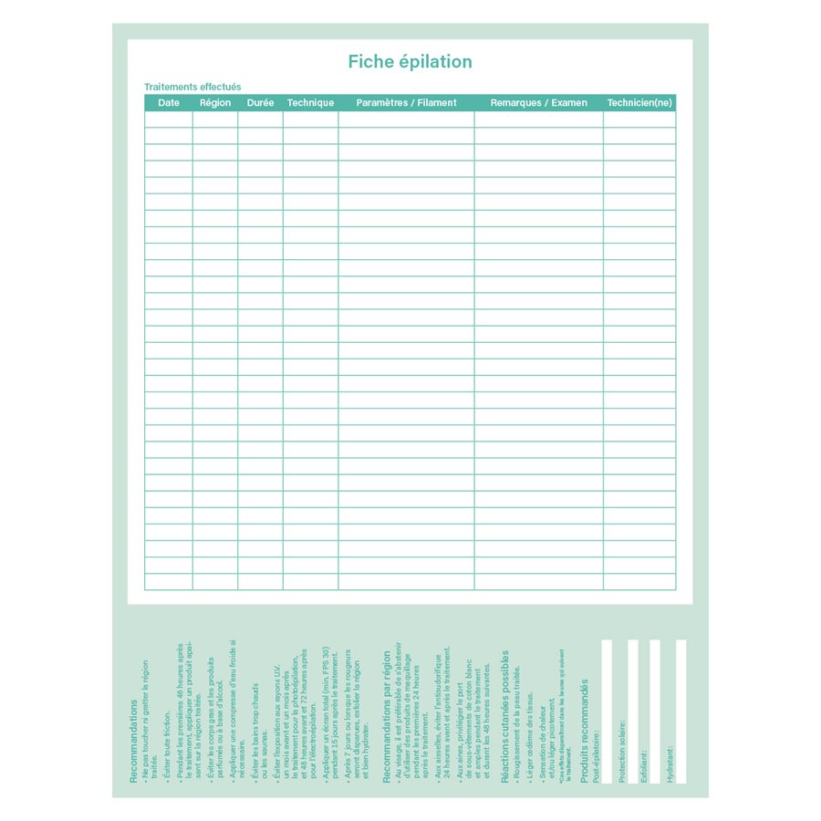Fiche cliente | Épilation