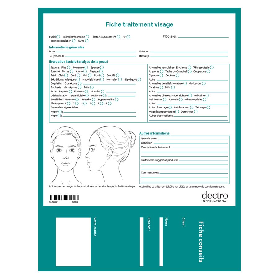 Fiche client(e) | Esthétique